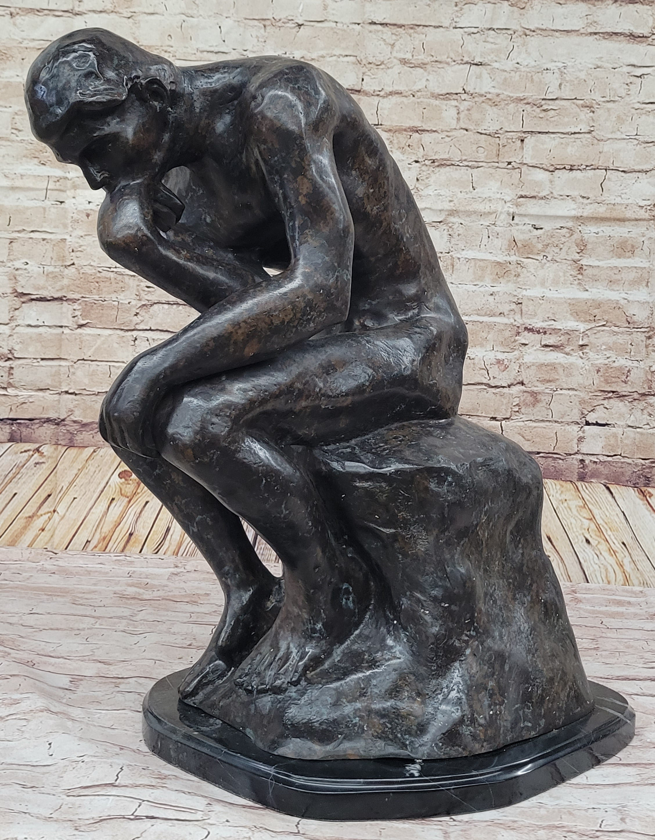 Bronzhaus The Thinker Thinking Man Auguste Rodin Bronze Statue Sculpture Replica 24" x 14 ...